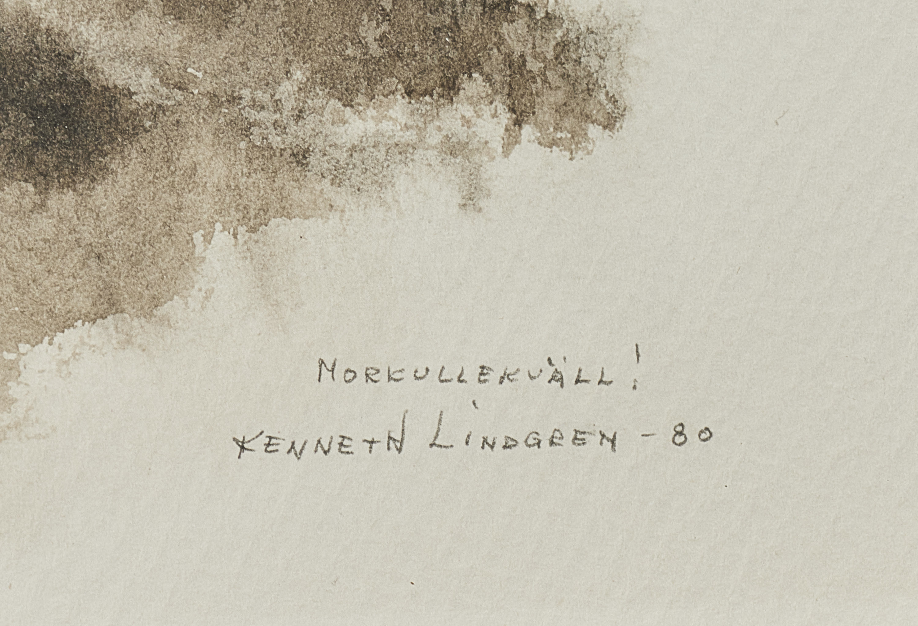 Akvarell, Kenneth Lindgren (f. 1937), Sverige. "Morkulle kväll". Signerad, daterad 80. Akvarell ...
